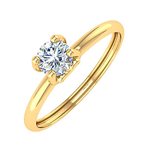 1/4 Carat 4-Prong Set Diamond Solitaire Engagement Ring Band in 10K Yellow Gold (Ring Size 7.5)