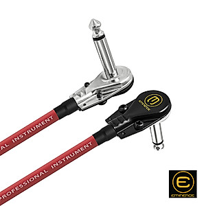 Audioblast - 6 Units - 6 Inch - HQ-1 (Red) - Ultra Flexible - Dual Shielded (100%) - Instrument Effects Pedal Patch Cable w/ ¼ inch (6.35mm) Low-Profile, R/A Pancake TS Plugs & Dual Staggered Boots