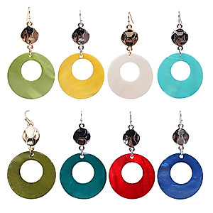 Jules D. Natural Shell Tear Drop Earrings Trendy Fashion Dangling Earring for Women (Teal)