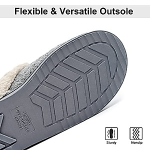 LongBay Women's Wool Felt Sherpa Memory Foam Slippers with Plush Fleece Lining Slip on Moc Clogs Indoor Or Outdoor (X-Large / 11-12, Gray)