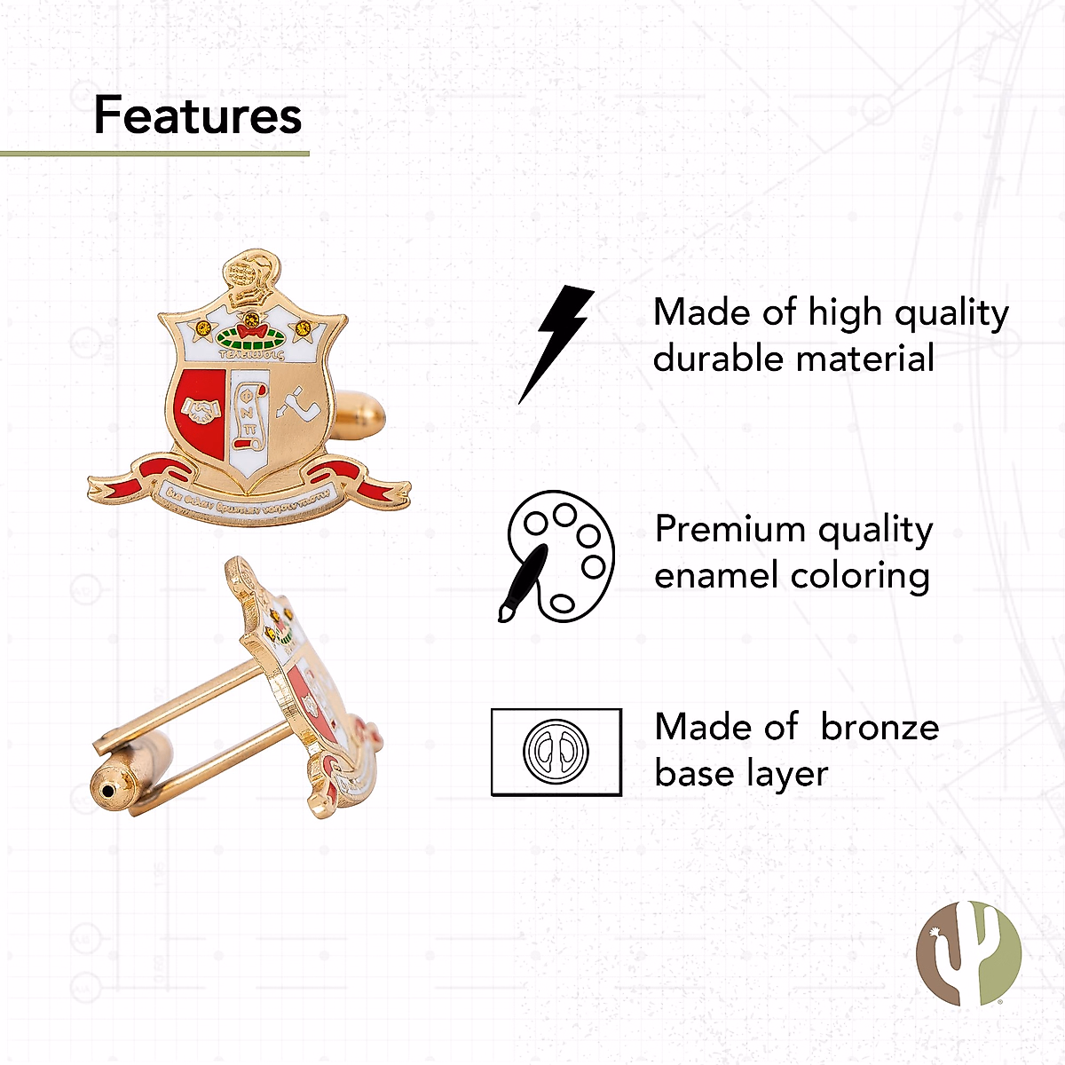 Desert Cactus Kappa Alpha Psi Fraternity Cufflinks Greek Formal Wear Nupe (Cufflink - Jewel Crest)