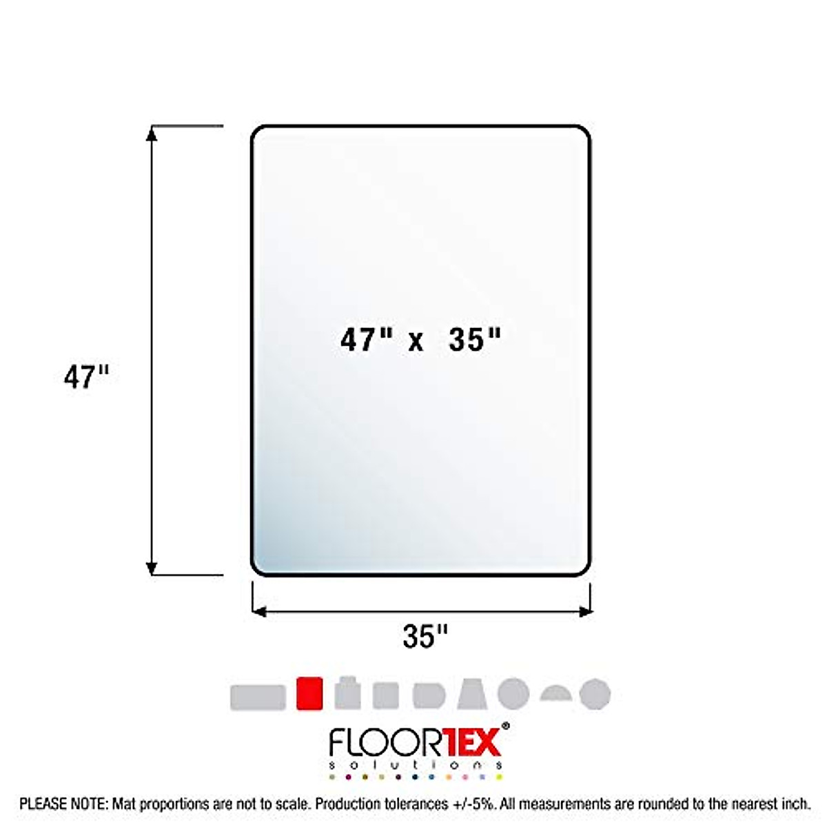 Floortex Polycarbonate Chair Mat 47" x 35" for Low/Medium Pile Carpets