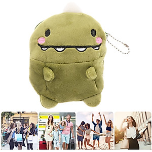 FENICAL Dinosaur Plush Coin Purse Fluffy Cute Hand Bag Mini Wallet Card Pouch Zipper Change Phone Holder for Women Girls Kids