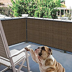 DearHouse Balcony Privacy Screen Shield Cover, 3.5ft x16.5ft, Includes 35 pc Cable Ties for Porch Deck Outdoor Backyard Patio