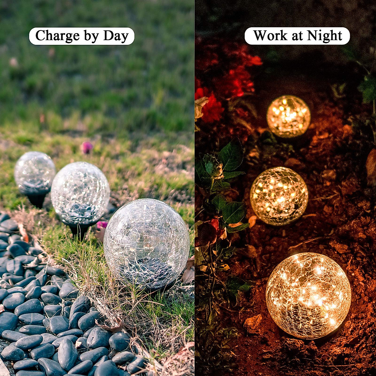 VEWOSTAR Solar Glass Ball Light Outdoor Decor 4.73Inch Solar Landscape Light for Garden Lawn Yard