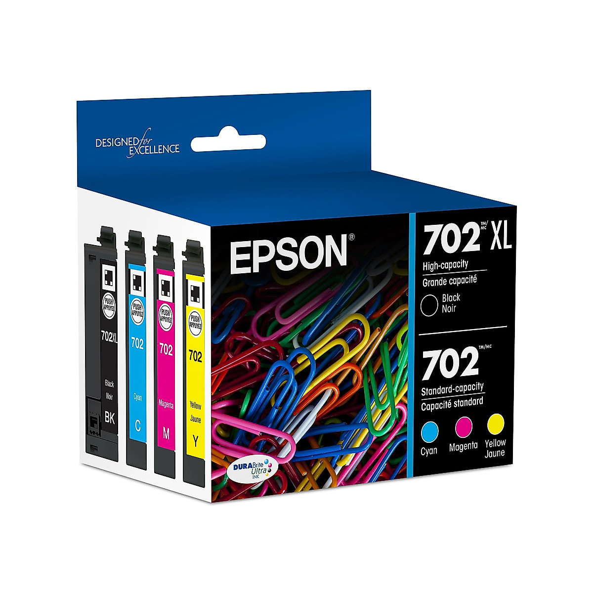EPSON T702 DURABrite Ultra Ink High Capacity Black & Standard Color Cartridge Combo Pack (T702XL-BCS) for select Epson WorkForce Pro Printers