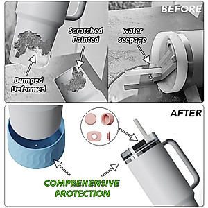 BOSOIRSOU 20 pcs Cup Accessories Set, 5 Square Silicone Leak-Proof Stoppers, 5 Round Leak-Proof Stoppers, 5 Straw Covers Boots, 5 Cup Sleeves for 40 oz Tumbler Bottom Protector Flask