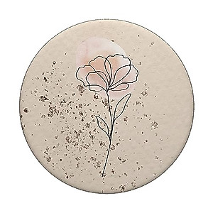 Abstract Line Art Boho Poppy Flower Minimalistic Beige PopSockets Standard PopGrip
