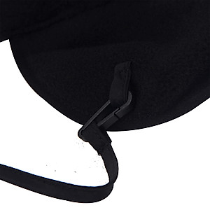 Winter Baseball Earflap Cap with Detachable Windproof Strap Fleece Inside Cap Water Repellency Outdoor Cap Adult (Black)