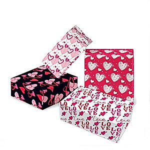 OXYLIPO 8 Sheets Heart Love Gift Wrapping, 4 Patterns Couple Recyclable Wrapping Paper for Kids Girls Boys Present Birthday Party Baby Shower Valentine's Day Theme Gift Wrap