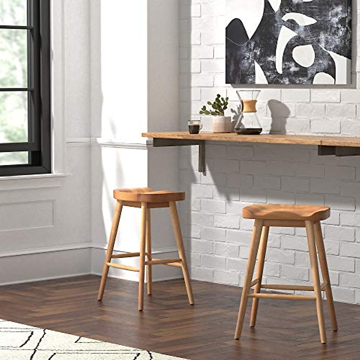 Amazon Brand - Rivet Counter-Height Birch Kitchen Bar Stool, 24"H, Natural Finish