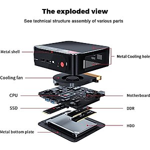 MINI PC SER3 AMD R7 3750H Up to 4Ghz 4Cores 8Threads TDP35W Radeon RX Vega 10 Graphics DDR4 16G+500G M.2 Nvme pcle3.0 SSD wifi5+BT4.0+RJ45 1000M 4K 60hz dual display AUTO POWER ON Office MINI PC