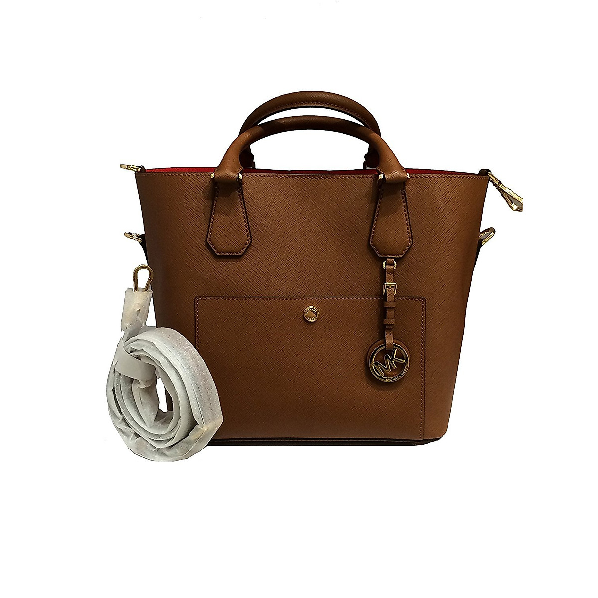 Michael Kors Greenwich Large Saffiano Leather Grab Bag Navy (Brown)