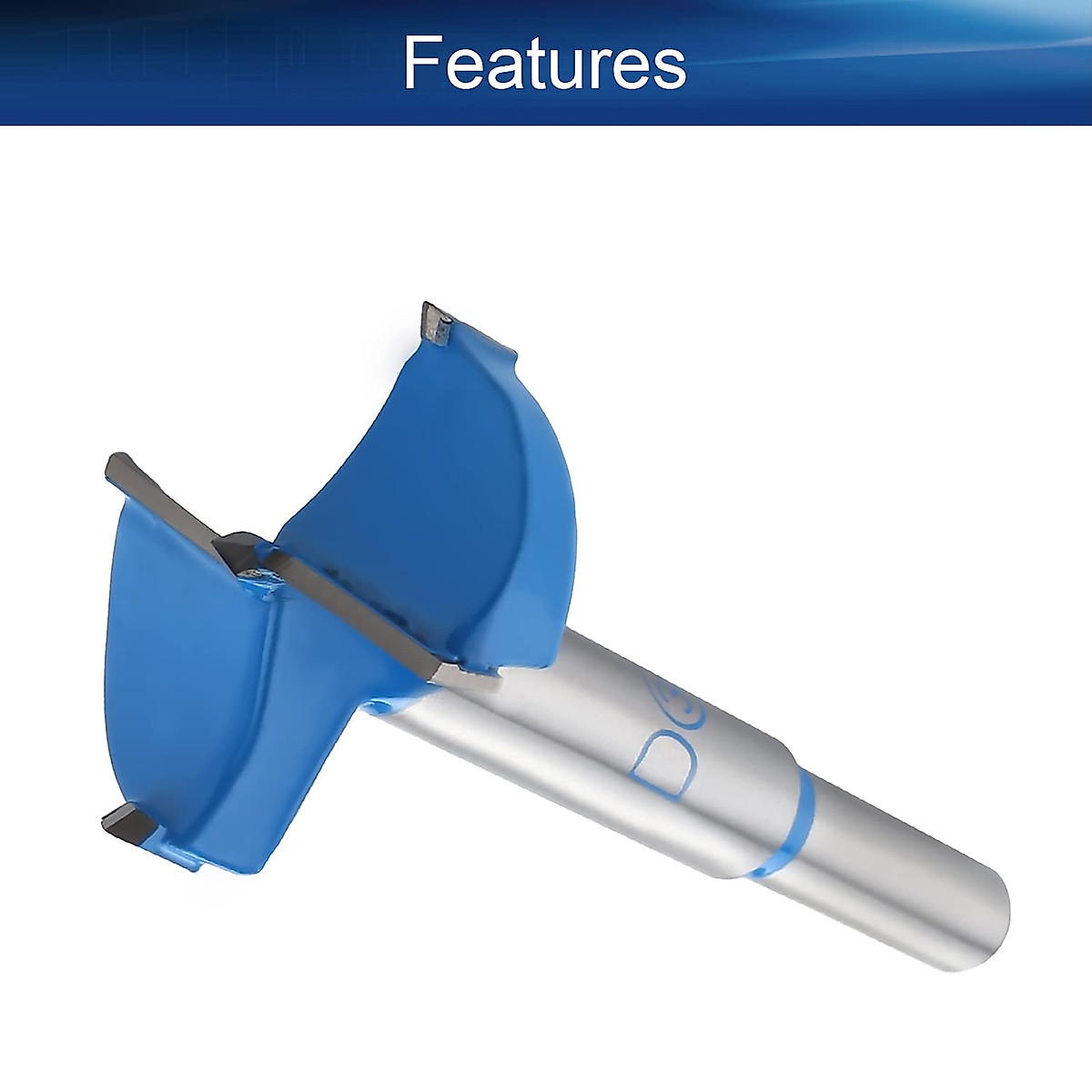 Auniwaig Forstner Drill Bits, 38mm Dia Wood Hole Saw, Auger Opener Cemented Carbide, 80mm Length Woodworking Hinge Hole Drilling Boring Bit Cutter, Round Shank, Blue, 1 Pcs