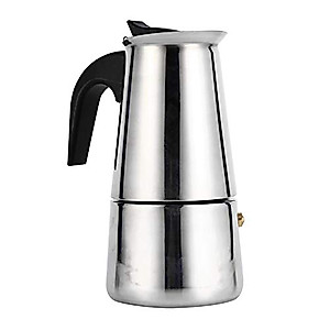100ml/200ml/300ml/450ml Stainless Steel Moka Pot Espresso Greca coffee maker for Induction gas or electric Stove Home Office Use Silver(200ml)