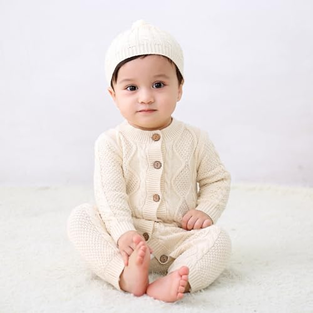 Mornyray Newborn Baby Girls Boys Sweater Jumpsuit Winter Knit Romper Clothes