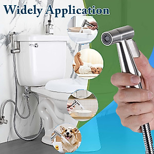 Bidet Sprayer for Toilet, Handheld Sprayer Kit with Adjustable Jet Spray for Toilet Bidet Cloth Diaper Sprayer Set Feminine Hygiene Cleaning Premium Stainless Steel Muslim Shower Toilet Sprayer