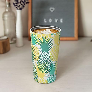 WANGXUEE Tropical Pineapple Print 500ml Stainless Steel Travel Tumbler Double Wall Vacuum Insulated Coffee Mug