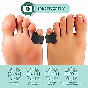 Welnove Pinky Toe Separator, 12 Pcs Black Gel Toe Spacers Bunion Corrector for Feet Women and Man, Little Toe Cushions for Curled Overlapping