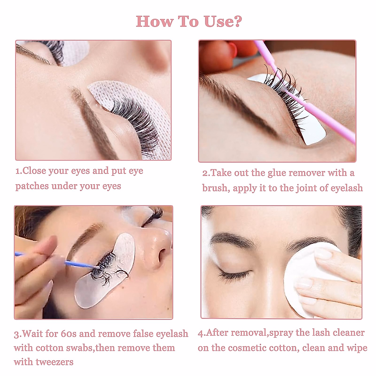 AREMOD Eyelash Extension Remover Kits, 5g False Eyelash Glue Remover Cream Disposable Microbrush Mascara Wands Eyelashes Patch Sticker for False Lash Remover for Lash Extensions