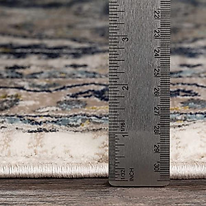 Canonsburg Traditional Persian Living Room Bedroom Area Rug - Bohemian Oriental Medallion Carpet - Blue, Grey, Beige, Brown - 7'10" x 10'2"