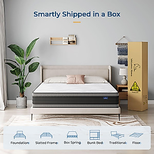 Vesgantti Cal King Mattress, 12 Inch Hybrid Cal King Size Mattress in a Box, Memory Foam and Individually Pocket Spring, Innerspring Mattress for Pressure Relief and Supportive, Medium Firm