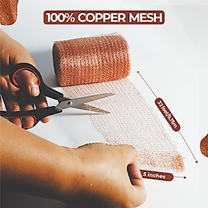 Californistan Copper Mesh Rodent Control, 5in x 32ft- Rustproof Copper Mesh Roll for Rodent, Bat & Snail - Perfect for Hole Blocking, Gardening & Sealing Water Opening - Plus Special Bonus Scissor