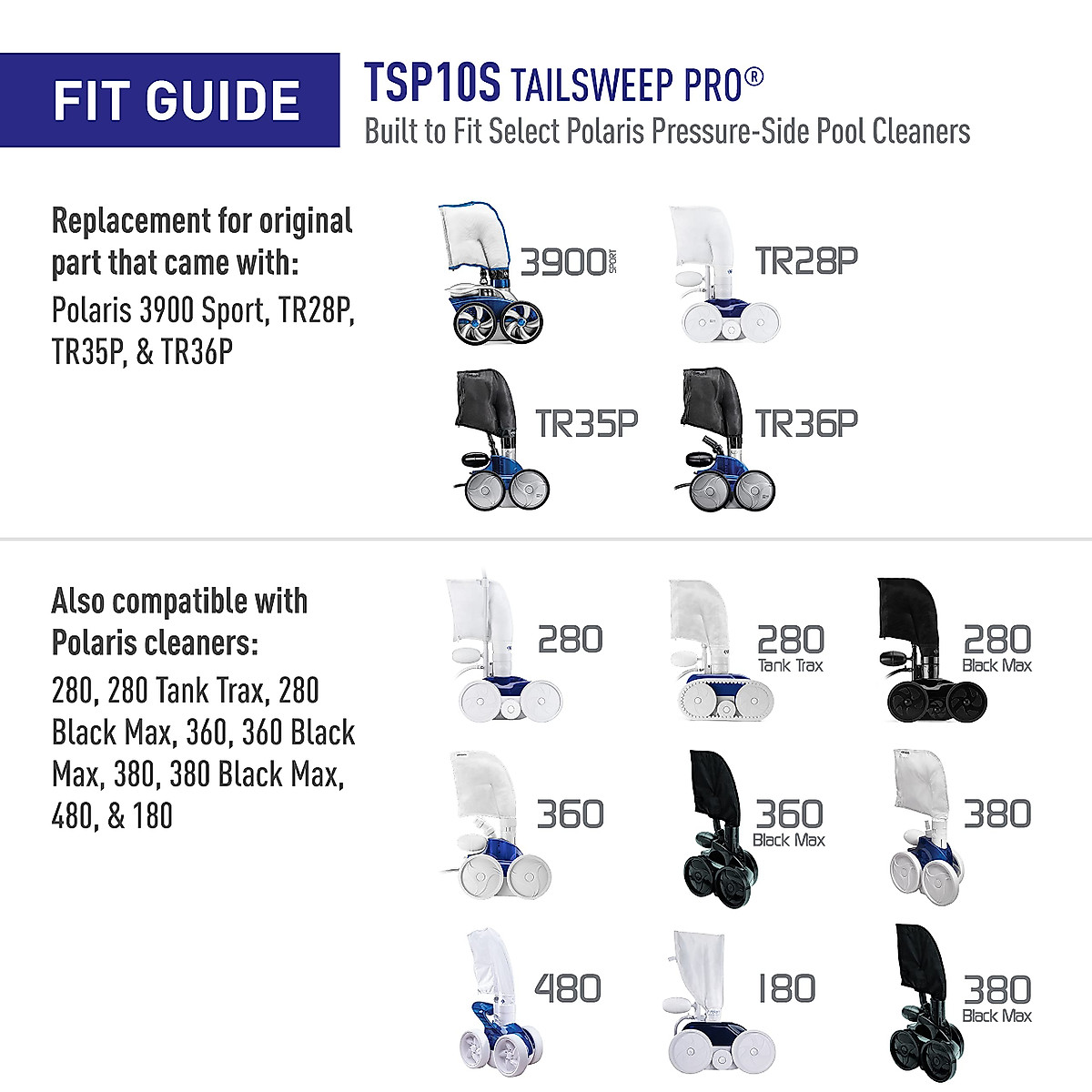 Polaris Genuine Parts TSP10S TailSweep PRO Replacement for Polaris Pressure-Side Pool Cleaners 280, 3900 Sport, 380, 360, 180