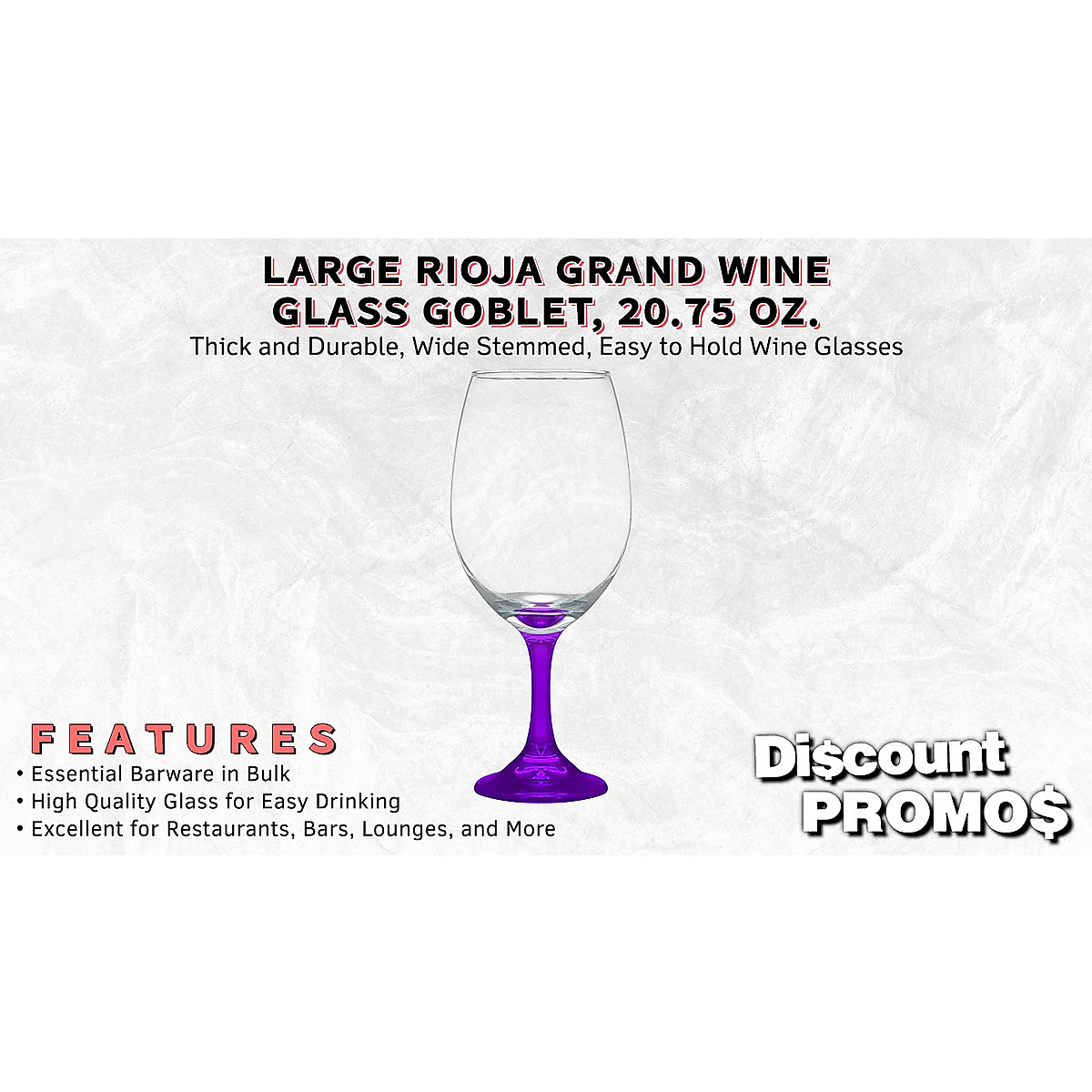 DISCOUNT PROMOS Rioja Grand Wine Glasses 20.75 oz. Set of 10, Bulk Pack - Perfect for Hotel, Bar, Restaurant or Lounge - Purple