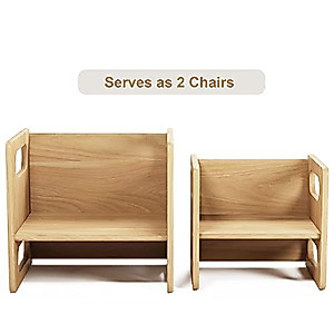 ERUGI Montessori Weaning Table and Chair Set,Real Hardwood, Desk for Toddler Reading,Snack Time,Playroom,Activity Cube,Step Stool,1-3 Year Old Kids Montessori Furniture