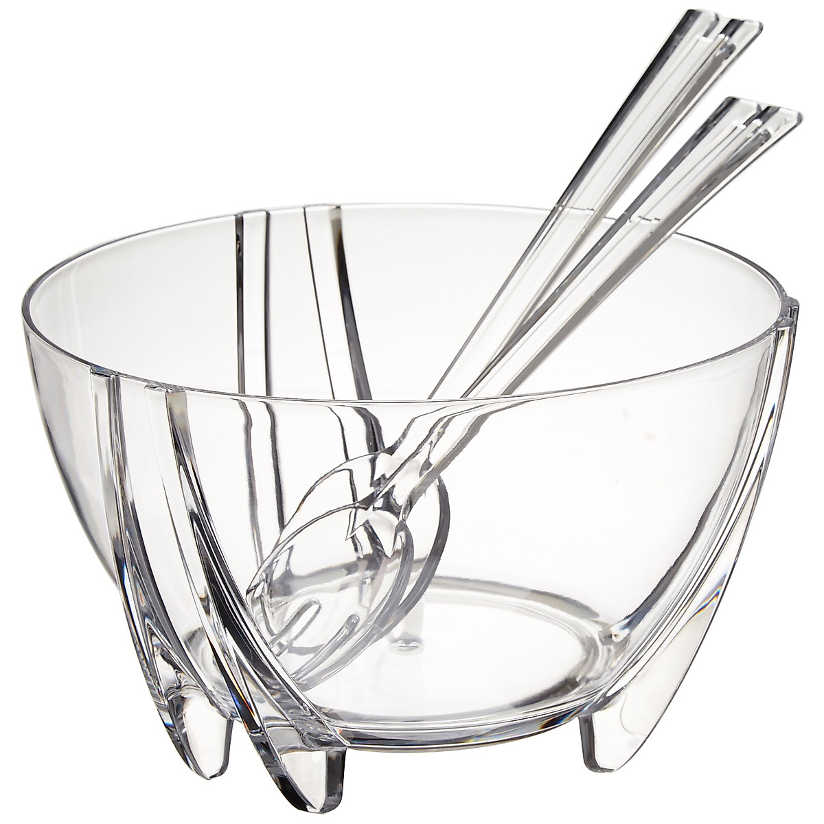 Prodyne Acrylic Salad Bowl with Servers, Clear