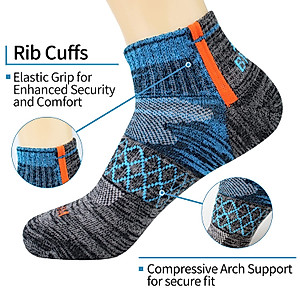 BIOAUM Men's Atheltic Socks Size 10-13 - 6 Pairs Cotton Quarter Socks for Running