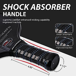 Pickleball Paddles, Pickleball Set, USAPA Approved Multilayer Fiberglass and Carbon Face, 25% Thicker Polypropylene Core Pickleball Rackets Set, Lightweight Pickleball Paddles Set of 2 &4 Balls & Bag