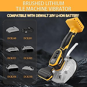 Cordless Tile Vibration Leveling Machine, for Dewalt 20V Max Battery, Yutesiri Portable Tiler Vibrator Tool with 8 Adjustable Speed,Digital Display for Floor,Tile,Wall (Battery NOT Include)