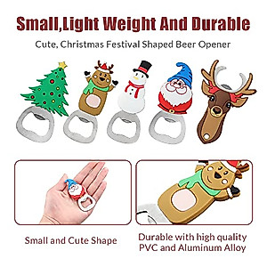 Magnetic Beer Bottle Opener 5 Pcs, Christmas day Cute Fridge Magnet Corkscrew Home Decoration Easy to Store, Beer Perfect Festival Gifts for Men Women Mother Friends Girlfriend and Boyfriend