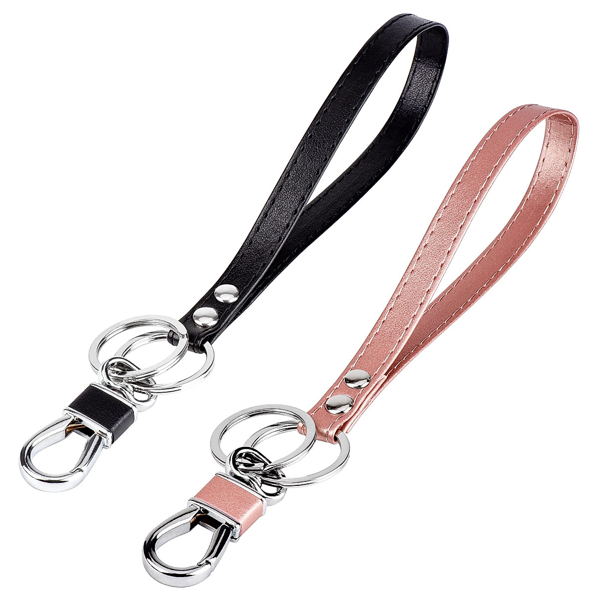 Amazon Essentials - Lanyard Keychain with Detachable Alloy Metal Rings -womens, Black+Rosegold