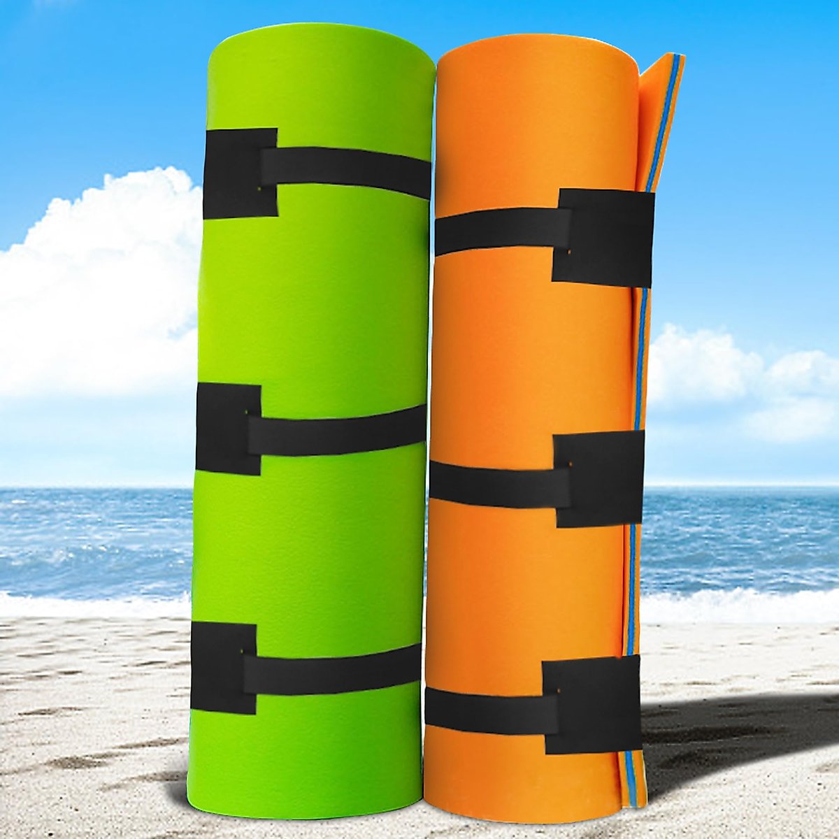 3 Set Floating Water Mat Straps with Pad Protectors, Floating Water Pad Straps Reusable Securing Straps for Storing Mats Up to 18 Feet Long or Shorter, Floating Mat Accessories, Storage Straps