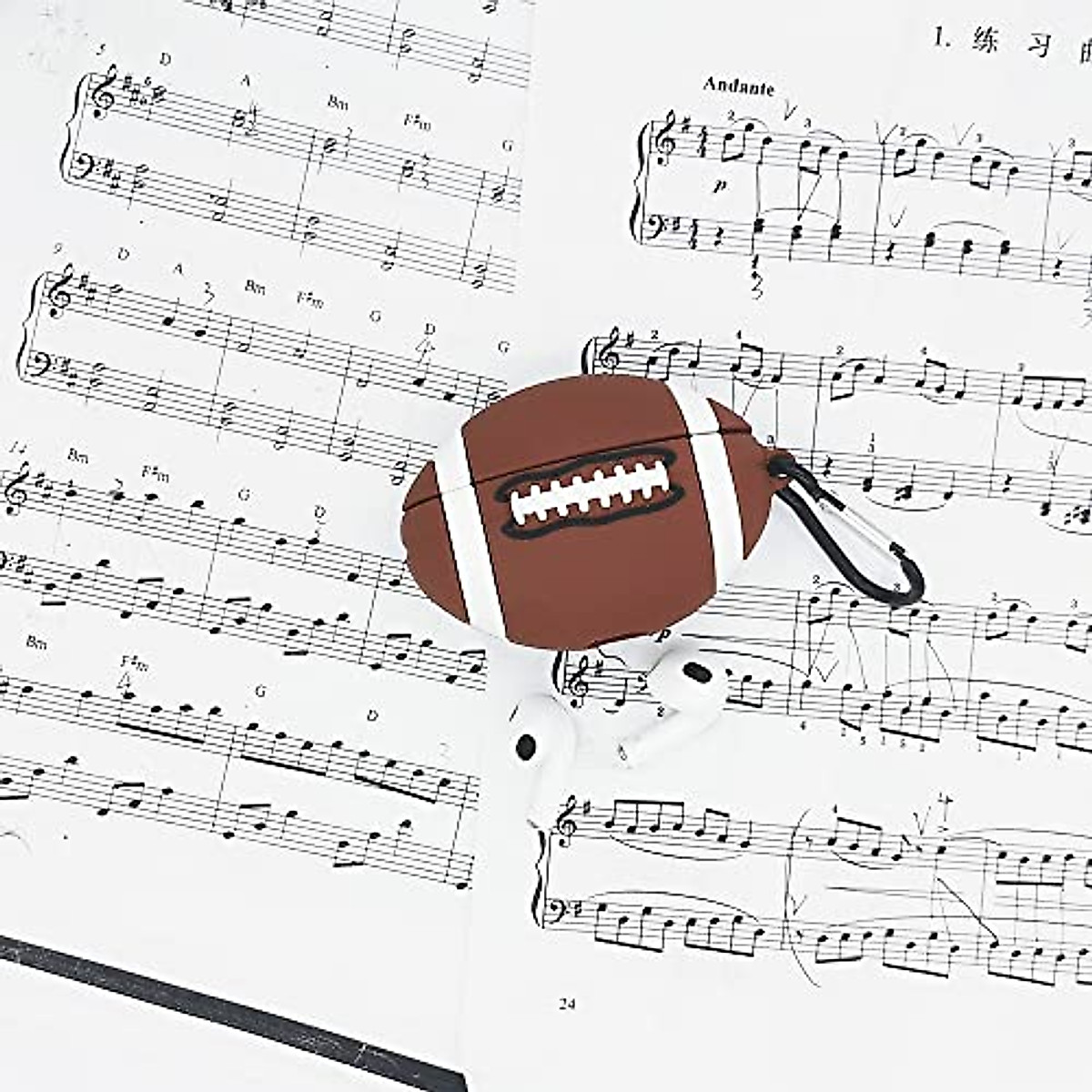 Dehoko Compatible with AirPods Case Pro 2019 Rugby, Kawaii Funny Cute Kids Girls Boys Women Silicone Protective 3D Cartoon Football Rugby Design Case Cover for AirPods Pro (Rugby)