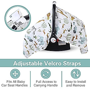Muslin Car Seat Canopy for Babies, Metplus Lightweight Infant Carseat Cover Breathable Baby Carrier Cover for Boys Girls, Fit Spring Summer/Hot Days/Warm Weather, Woodland Animals