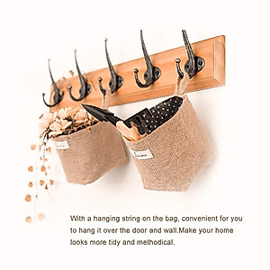 2Pack Cotton Linen Storage Basket Wall Door Hanging Storage Bag Clothes Bag Home Gadget Storage Organizer Foldable Basket Bin (Blue Dot)