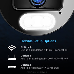 Night Owl Sp, Llc Night Owl Wi-Fi IP 4K HD Indoor/Outdoor Dual Spotlight Cameras with 2-Way Audio, Preset Voice Alerts and Built-in Camera Siren