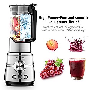 Blender Smoothie Maker, COOCHEER 1800W Blender for Shakes and Smoothies with High-Speed Professional Stainless Countertop, Variable speeds Control, 6 Sharp Blade, 2L BPA Free Tritan Container