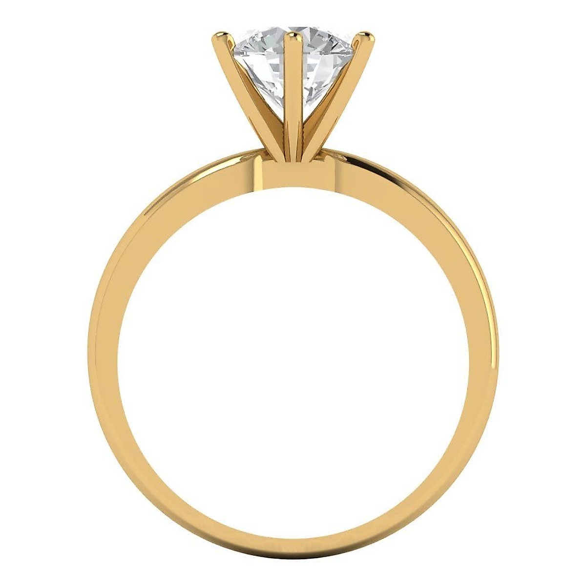 1.5 Ct Brilliant Round Cut Clear Simulated Diamond 14K Yellow Gold Solitaire Engagement Promise Bridal Ring Size 3.5