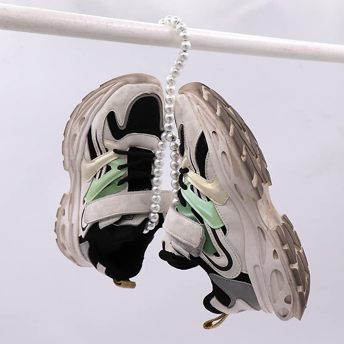 4 Pack Pearl Shoes Hanger Plastic Elegant Shoes Drying Rack Faux Pearl Beaded Shoe Display Closet Organizer Storage for Adults Men Women