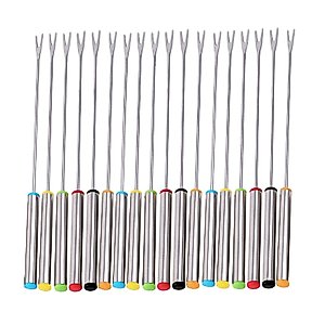 Vincilee 18 Pieces Stainless Steel Fondue Forks with Heat Resistant Handle For Cheese Chocolate Fondue Roast Marshmallows Meat Dessert Fork Fondue Melting Skewer Barbecue fork Kitchen Tools
