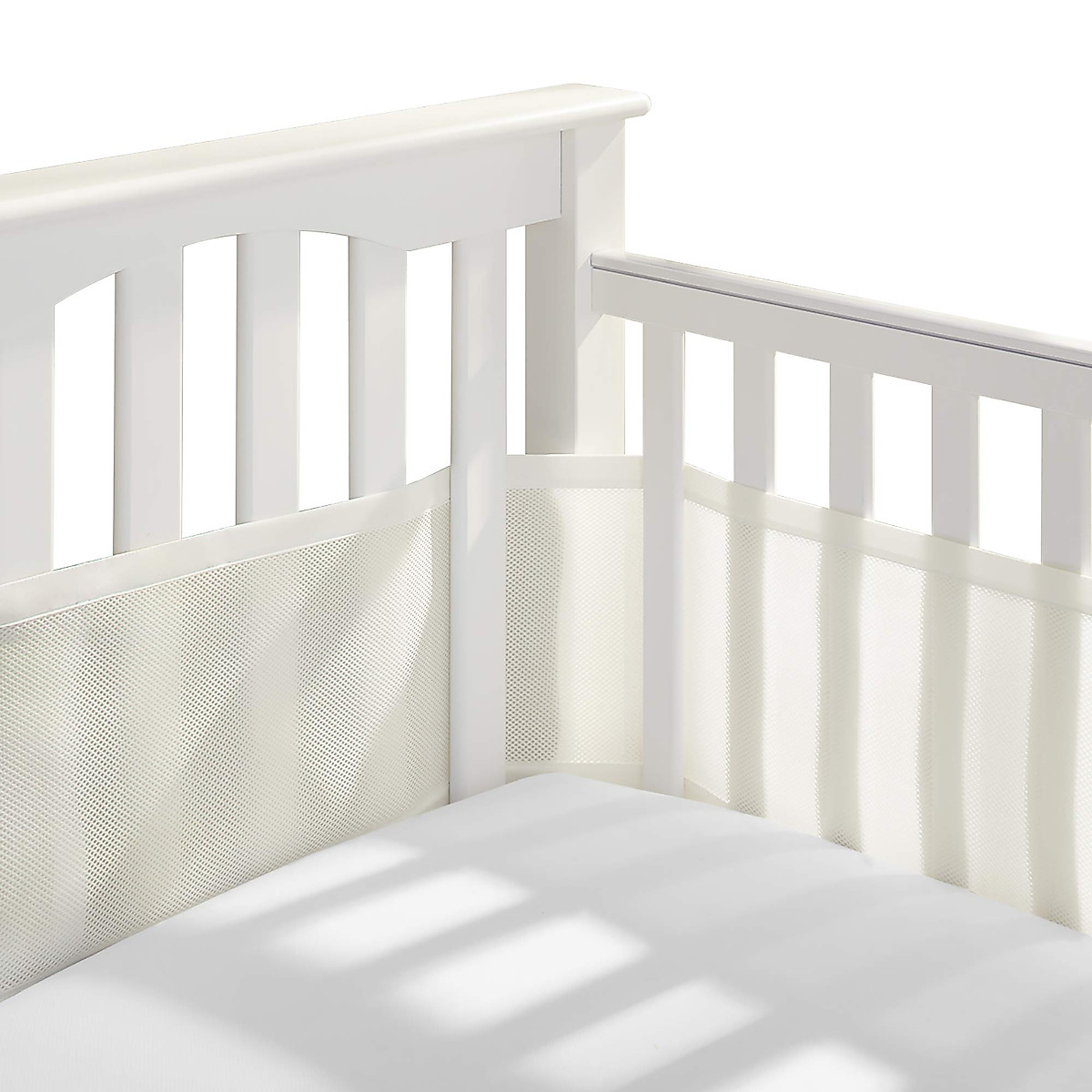 BreathableBaby Breathable Mesh Crib Liner – Classic Collection – Natural Ecru – Fits Full-Size Four-Sided Slatted and Solid Back Cribs – Anti-Bumper