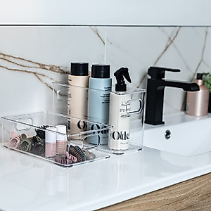 4 Cabinet Organizers and Storage Stackable Acrylic Clear Plastic Storage Bins Pantry Organizer Containers Kitchen Organization Under Sink Bathroom Organizer Drawer Freezer Refrigerator Organizer Bins