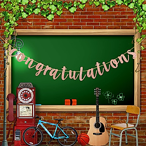Talorine Glitter Congratulations Banner for Happy Wedding, Anniversary, Graduation, Retirement Birthday Girl's Theme Party Decorations Supplies Rose Gold