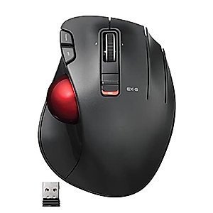 ELECOM EX-G Trackball Mouse, 2.4GHz USB Wireless, Ergonomic Design, Thumb Control, Smooth Precise Tracking Roller Ball, 6 Programmable Buttons, Tilt Scroll, Computer Mice for Laptop PC, Windows & Mac