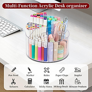 AUPSEN Rose Gold Desk Organizer for Women, Mesh Office Supplies Desk Accessories, Features 5 Compartments + 1 Mini Sliding Drawer